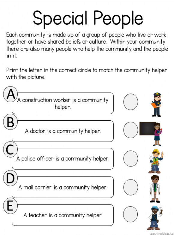 Community Helpers and Their Tools Activity Ideas