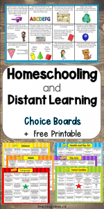 Choice Boards for Home Learning and Homeschool