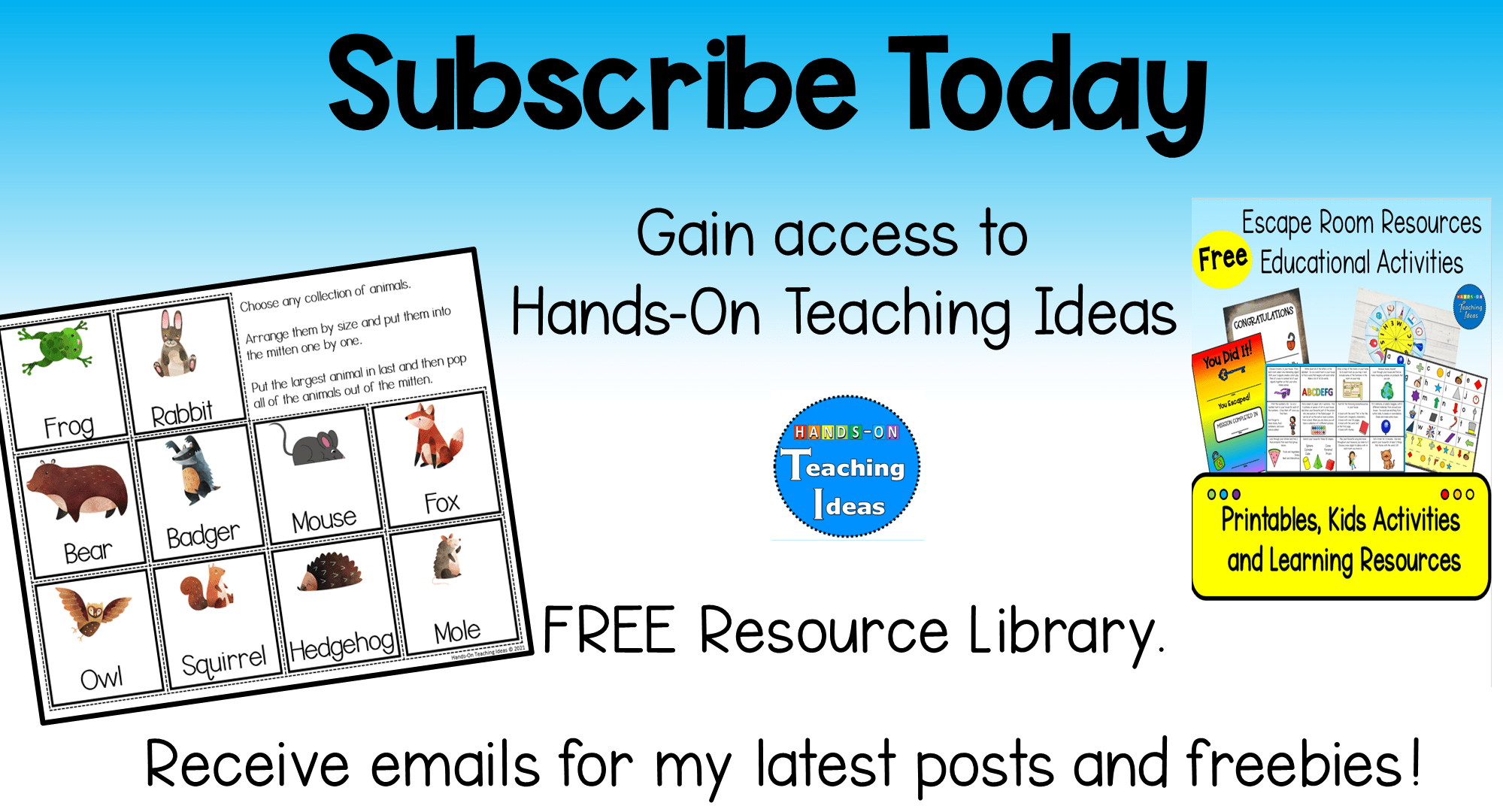 The Mitten Activity and Animals (Free Printables)