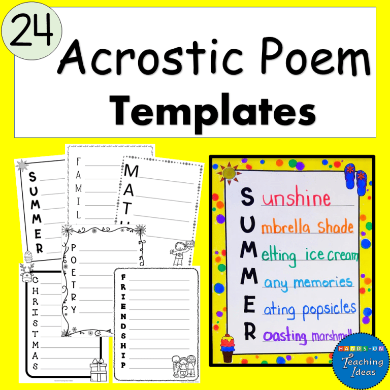 Acrostic Poem Templates for a Variety of Holidays Subjects and Seasons ...