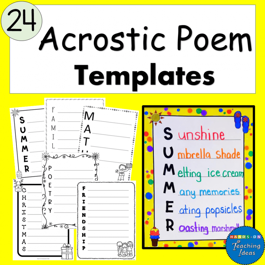 Acrostic Poem Templates for a Variety of Holidays Subjects and Seasons ...