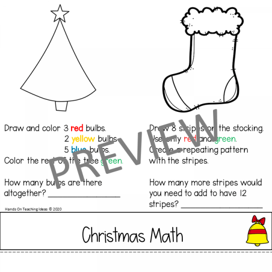 Christmas Activities Math and Writing Flip Book - Hands-On Teaching Ideas
