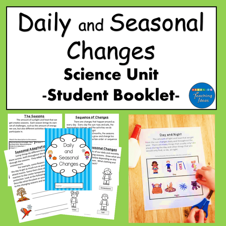 Daily and Seasonal Changes Unit - 1st Grade Science - Student Booklet ...