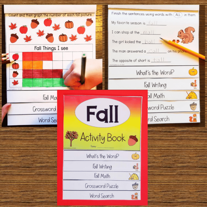 Fall Activities Flip Book Math and Language - Hands-On Teaching Ideas