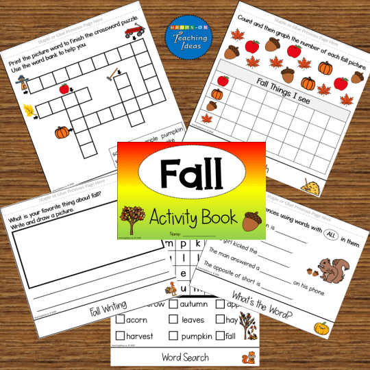 Fall Activities Flip Book Math and Language - Hands-On Teaching Ideas
