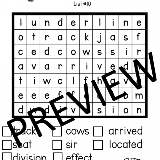 High Frequency Words (Sight Words) Word Searches - Set #10 - Hands-On ...