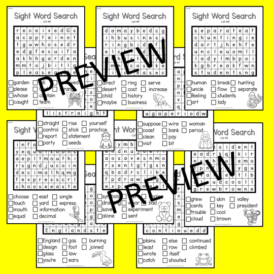 High Frequency Words (Sight Words) Word Searches Set #8 - Hands-On ...