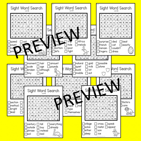 High Frequency Words (Sight Words) Word Searches Set #7 - Hands-On ...