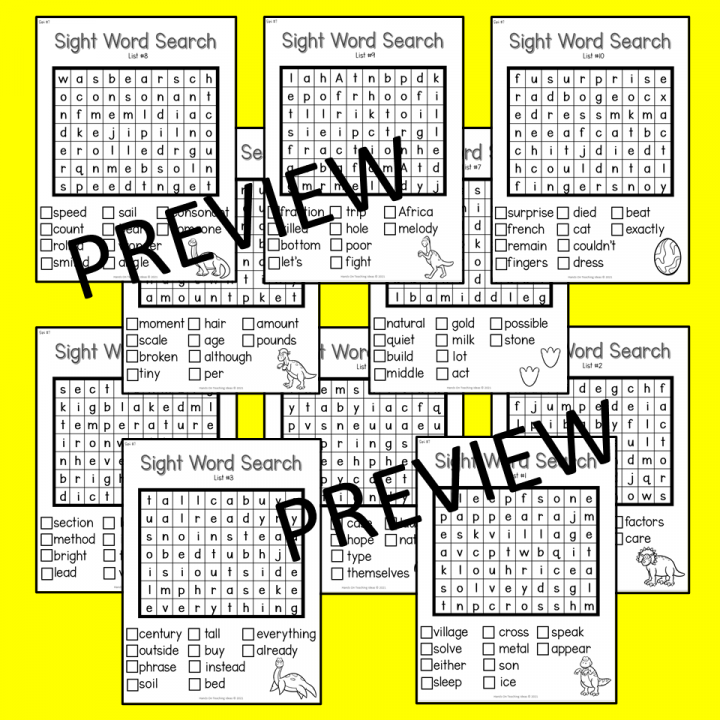 High Frequency Words (Sight Words) Word Searches Set #7 - Hands-On ...