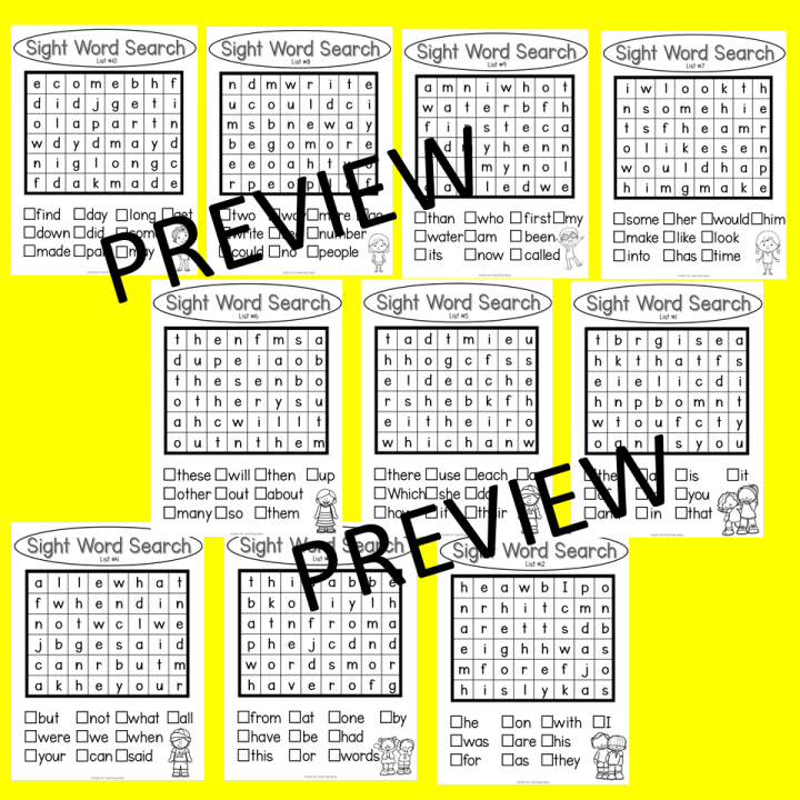 High Frequency Words (Sight Words) Word Searches Set #2 - Hands-On ...