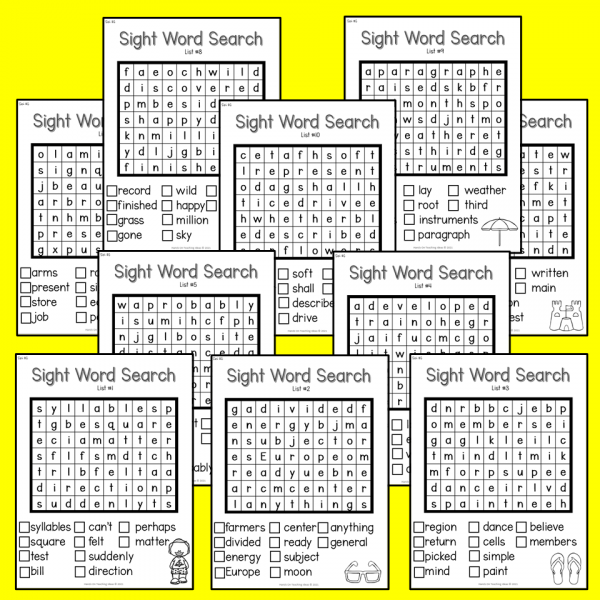 High Frequency Words (Sight Words) Word Searches Set #6 - Hands-On ...