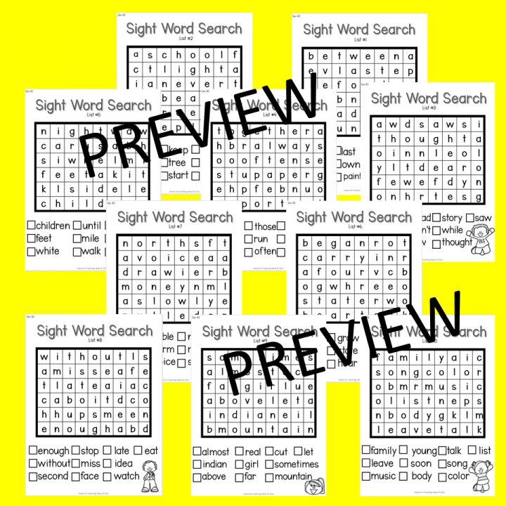 High Frequency Words (Sight Words) Word Searches Set #3 - Hands-On ...