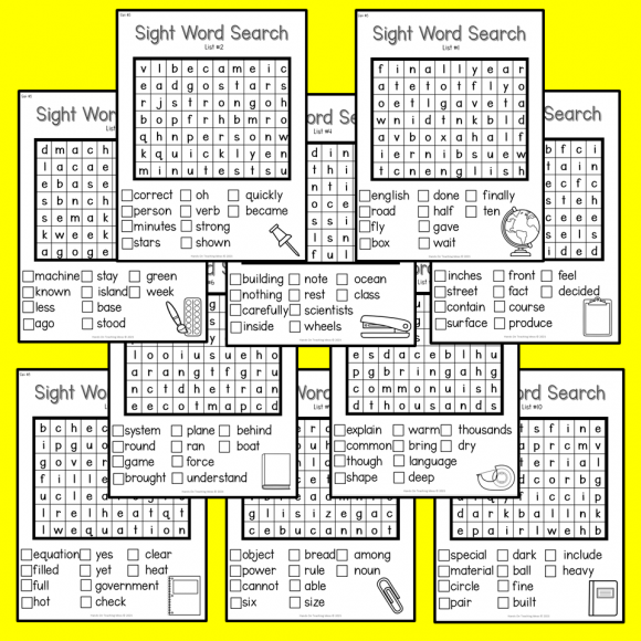 High Frequency Words (Sight Words) Word Searches Set #5 - Hands-On ...