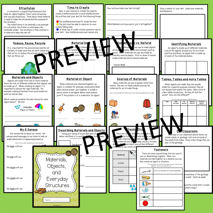 Materials, Objects and Everyday Structures - Hands-On Teaching Ideas