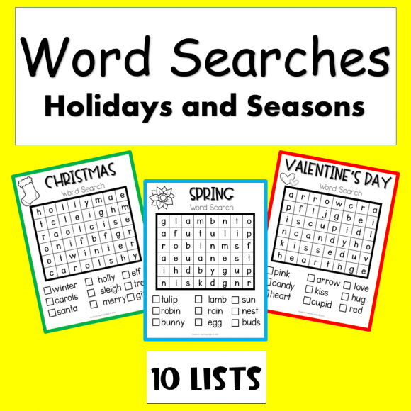 Word Searches Holiday and Seasons - Hands-On Teaching Ideas