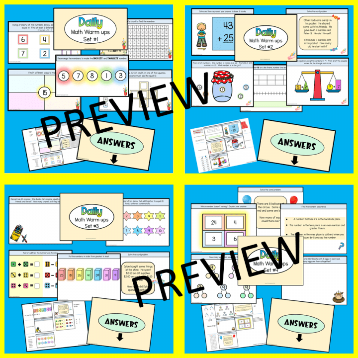 Daily Math Warm Ups Math Talks Month Bundle - Hands-On Teaching Ideas