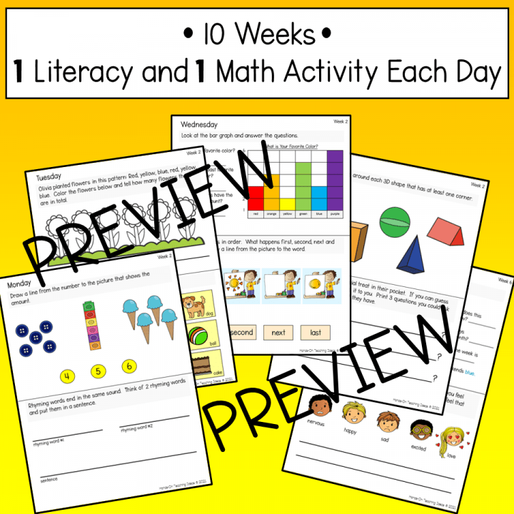 Summer Review Packet Kindergarten into 1st Grade - Hands-On Teaching Ideas