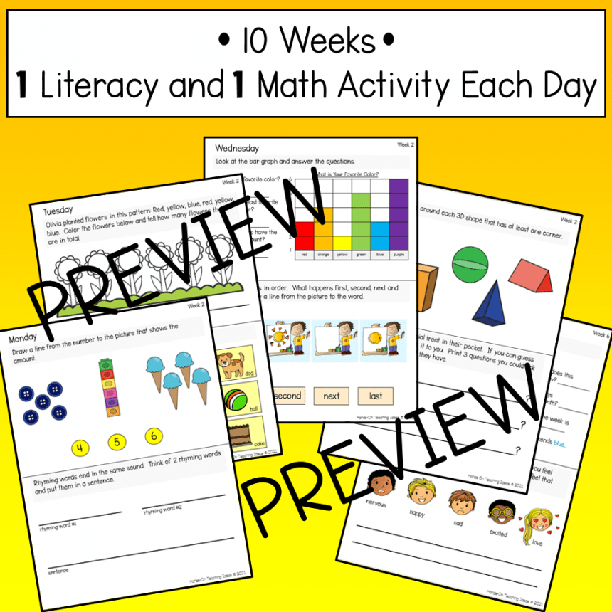 Summer Review Packet Kindergarten into 1st Grade - Hands-On Teaching Ideas