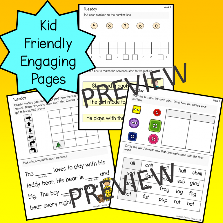 Summer Review Packet Kindergarten into 1st Grade - Hands-On Teaching Ideas