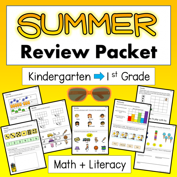 Summer Review Packet Kindergarten into 1st Grade - Hands-On Teaching Ideas
