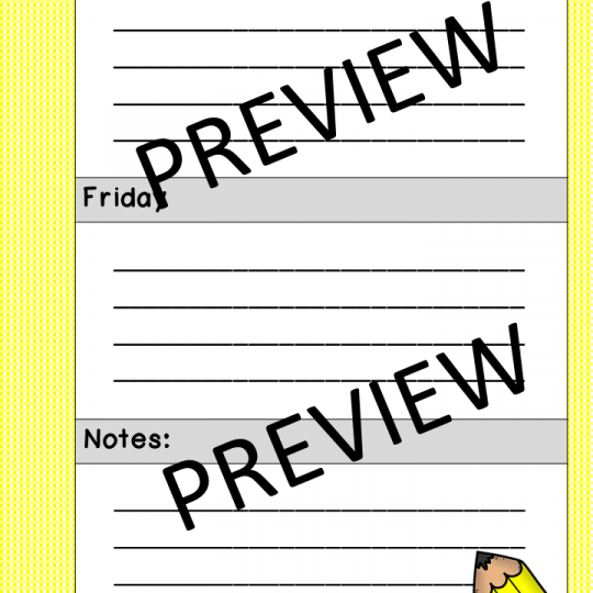 Student Planner Weekly Calendar Template - Hands-On Teaching Ideas