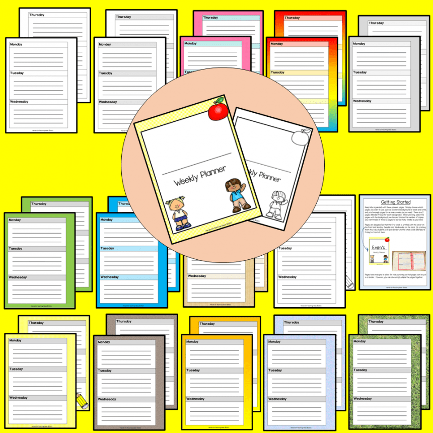 Student Planner Weekly Calendar Template - Hands-On Teaching Ideas