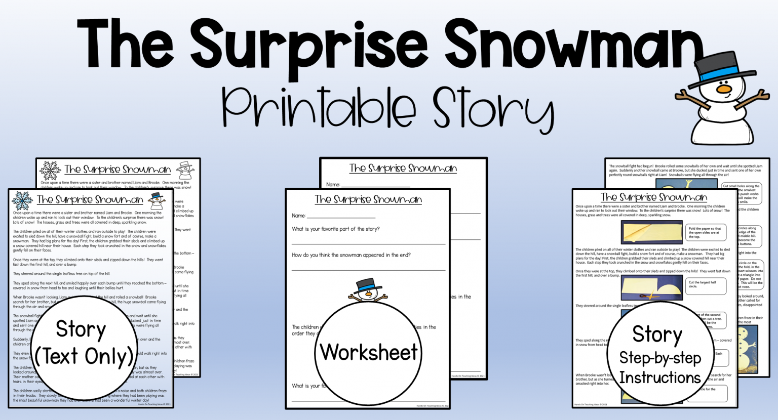 Fun Snowman Story and Winter Activity for Kids