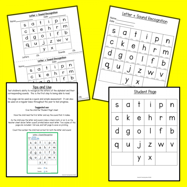 Letter Recognition and Letter Sound Assessment - Hands-On Teaching Ideas