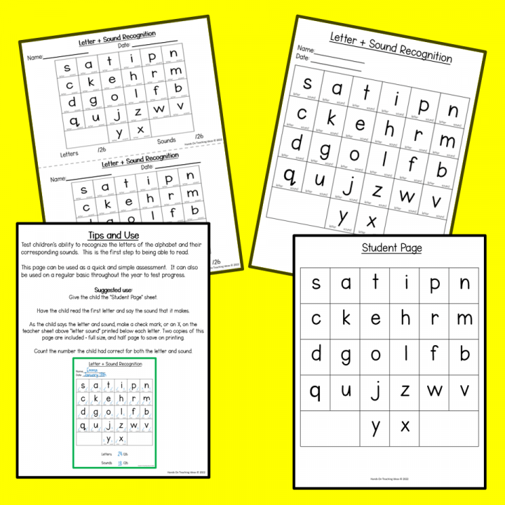 Letter Recognition and Letter Sound Assessment - Hands-On Teaching Ideas