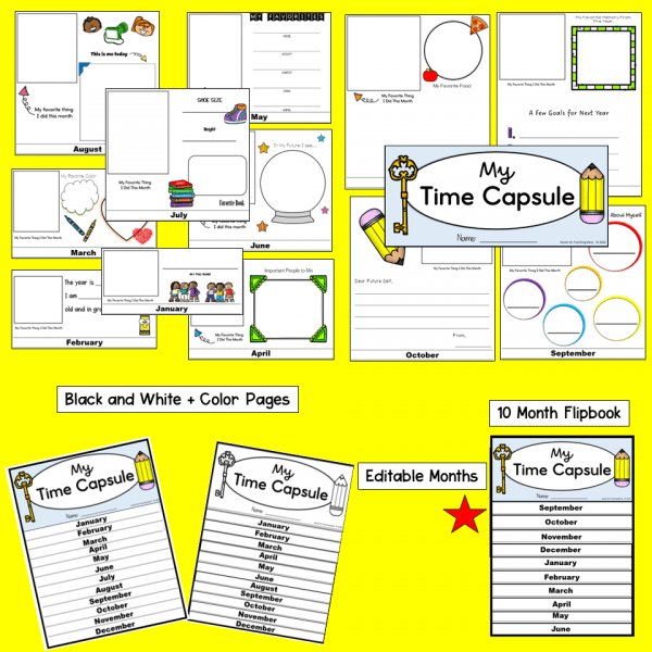All About Me Time Capsule 10 and 12 Month Activity Flipbook - Hands-On ...