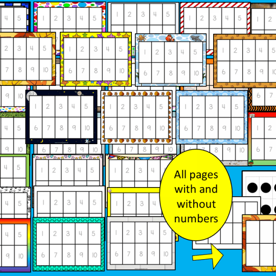 Ten Frames Assorted Themes for Year Round Hands-On Math Activities ...