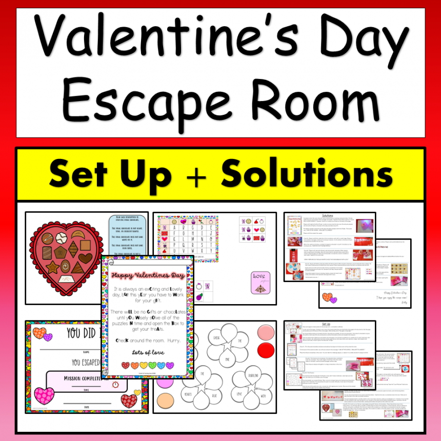Valentine's Day Escape Room Game Set Up + Solutions for DIY Game ...