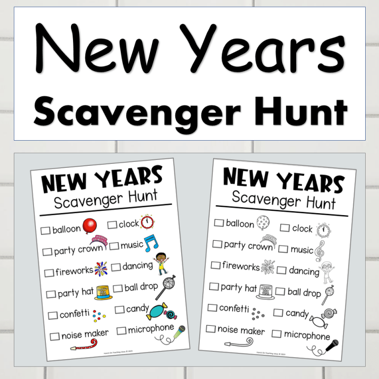New Years Scavenger Hunt - Hands-On Teaching Ideas