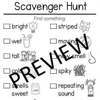 5 Senses Scavenger Hunt - Hands-On Teaching Ideas