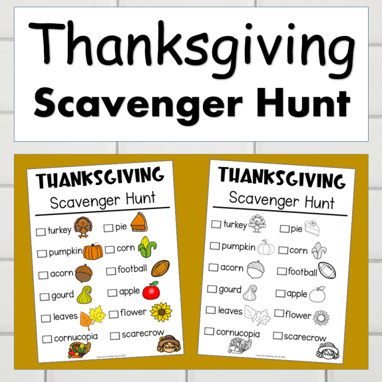 Thanksgiving Scavenger Hunt - Hands-On Teaching Ideas