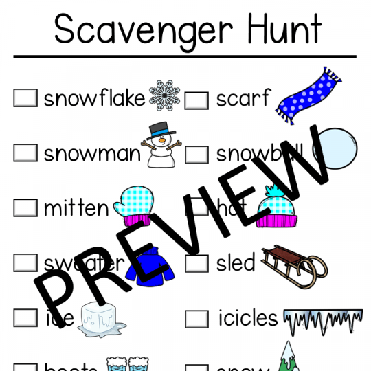 Winter Scavenger Hunt - Hands-On Teaching Ideas