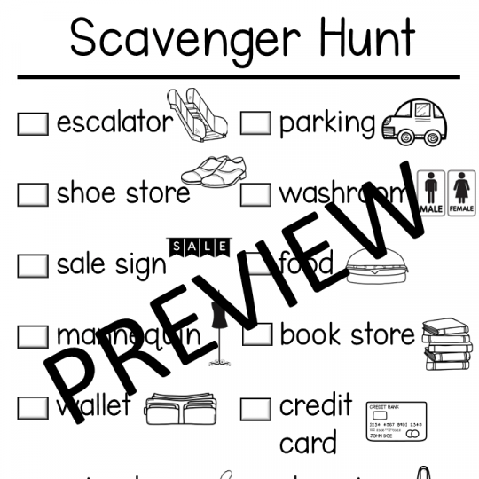 Shopping Mall Scavenger Hunt - Hands-On Teaching Ideas