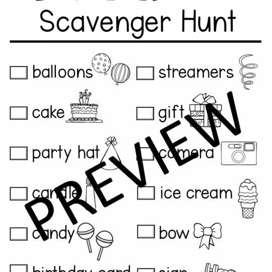 Birthday Scavenger Hunt - Hands-On Teaching Ideas
