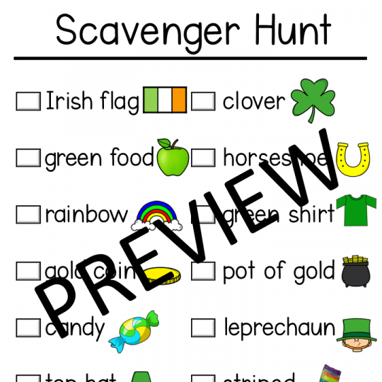 St. Patrick's Day Scavenger Hunt - Hands-On Teaching Ideas