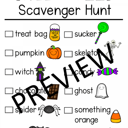 Halloween Scavenger Hunt - Hands-On Teaching Ideas