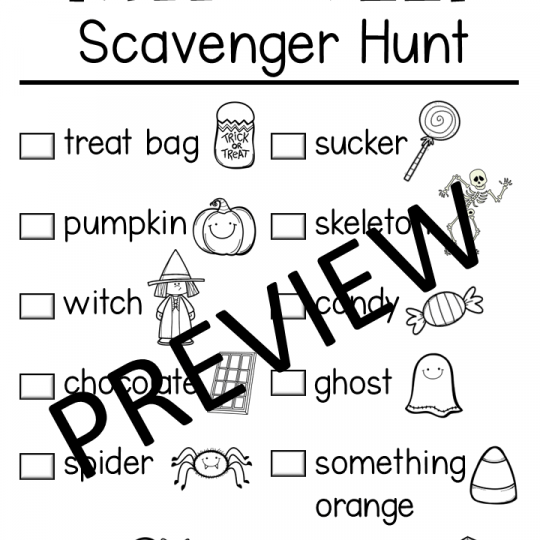 Halloween Scavenger Hunt - Hands-On Teaching Ideas