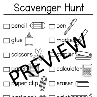 School Supplies Scavenger Hunt - Hands-On Teaching Ideas