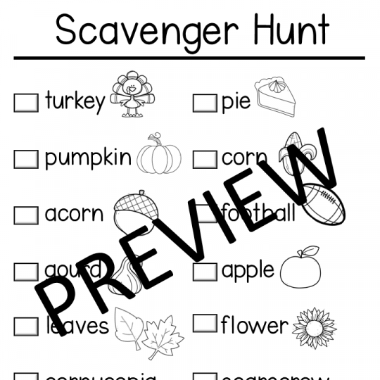 Thanksgiving Scavenger Hunt - Hands-On Teaching Ideas