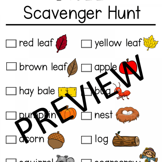 Fall Scavenger Hunt - Hands-On Teaching Ideas