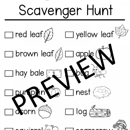 Fall Scavenger Hunt - Hands-On Teaching Ideas