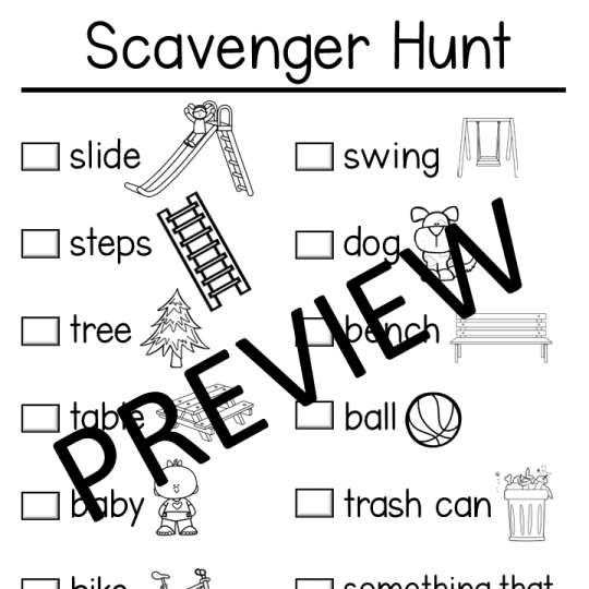 Playground Scavenger Hunt - Hands-On Teaching Ideas