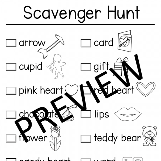 Valentine's Day Scavenger Hunt - Hands-On Teaching Ideas