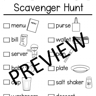 Restaurant Scavenger Hunt - Hands-On Teaching Ideas