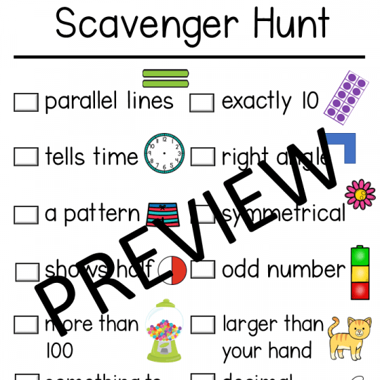 Math Scavenger Hunt - Hands-On Teaching Ideas