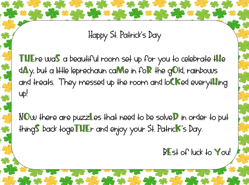 DIY St. Patrick's Day Escape Room with Printables